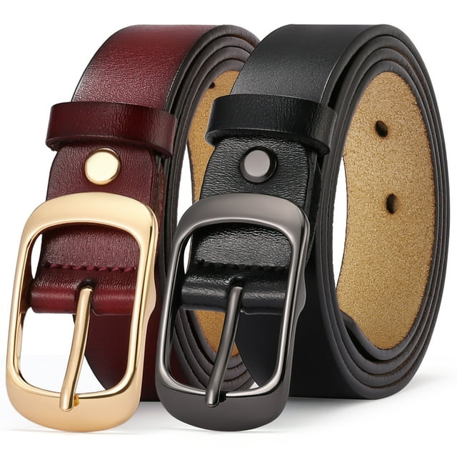 SENDEFN 2 Pack Women Leather Belts with Pin Buckle Waist Belt for Jeans ...