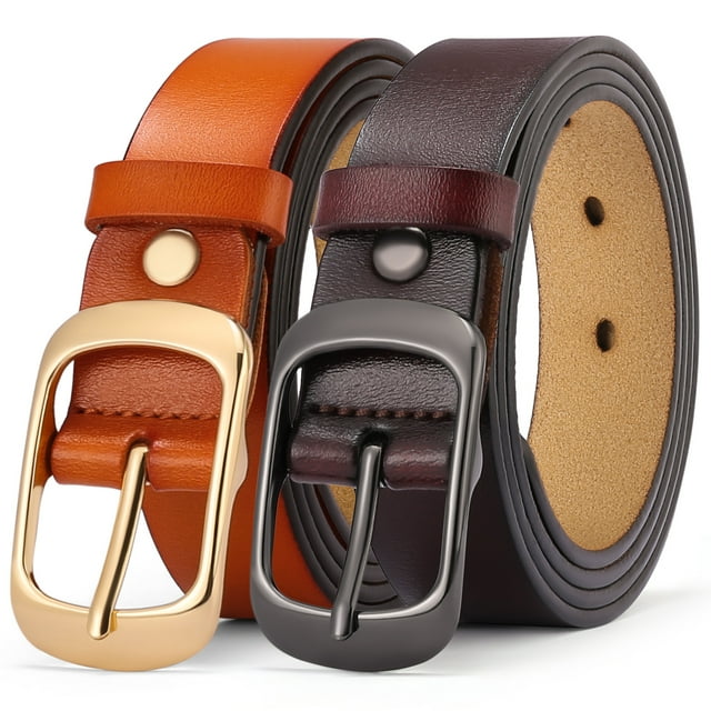 SENDEFN 2 Pack Women Leather Belts with Pin Buckle Waist Belt for Jeans ...