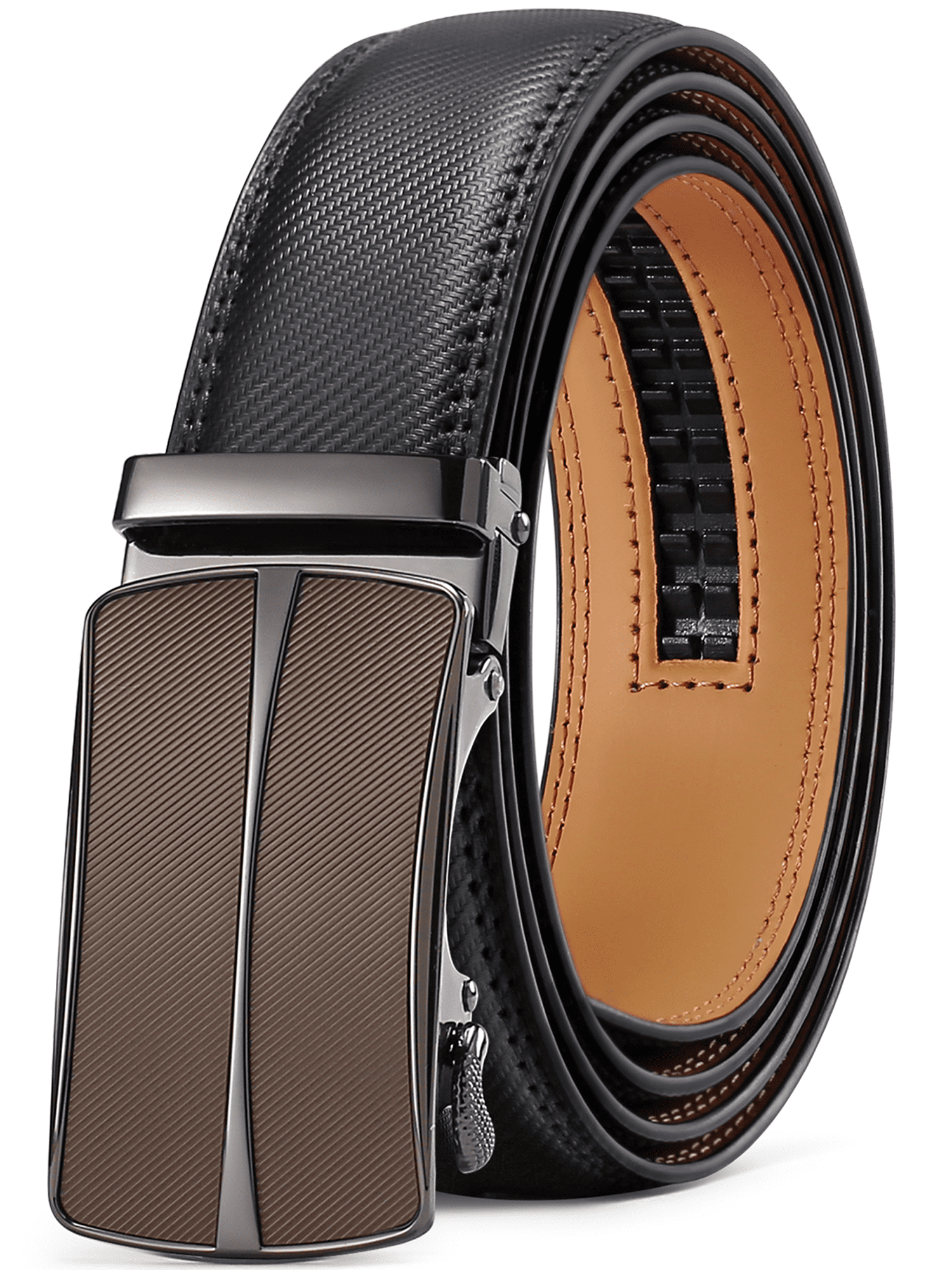 SENDEFN Leather Belt for Men Automatic Ratchet Buckle Slide Dress ...