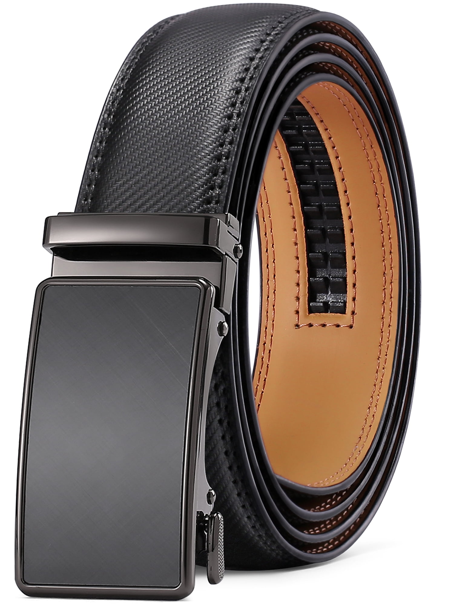 SENDEFN Leather Belt for Men Automatic Ratchet Buckle Slide Dress ...