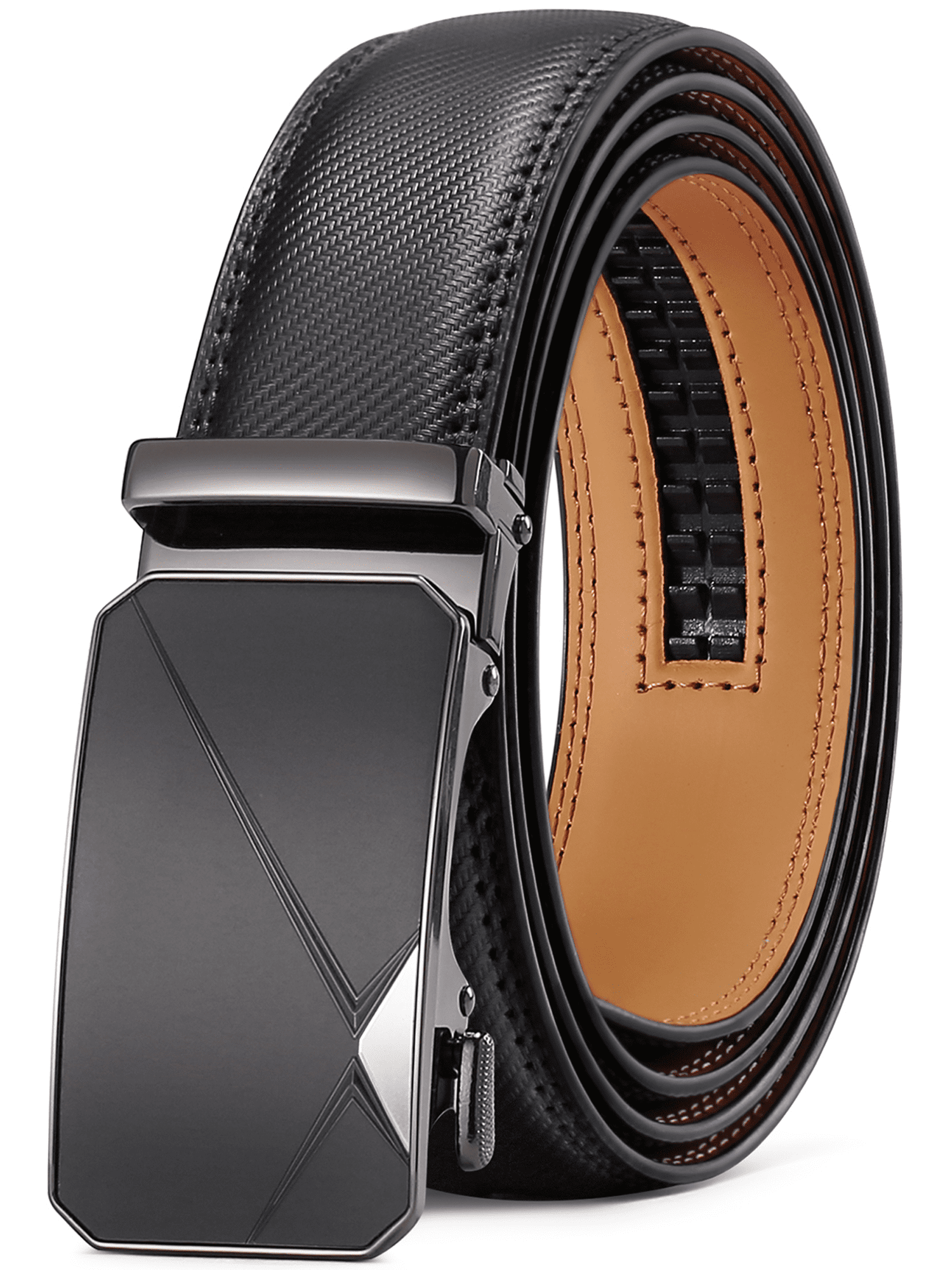 SENDEFN Leather Belt for Men Automatic Ratchet Buckle Slide Dress ...