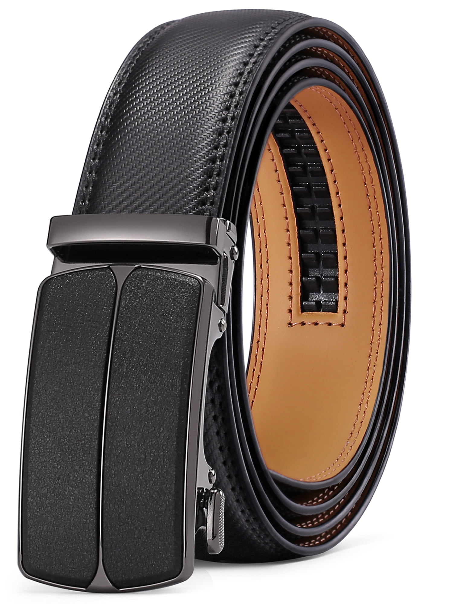 SENDEFN Leather Belt for Men Automatic Ratchet Buckle Slide Dress ...