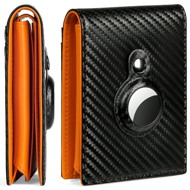 SENDEFN Slim Men's Leather Wallet with AirTag Holder RFID Blocking ...