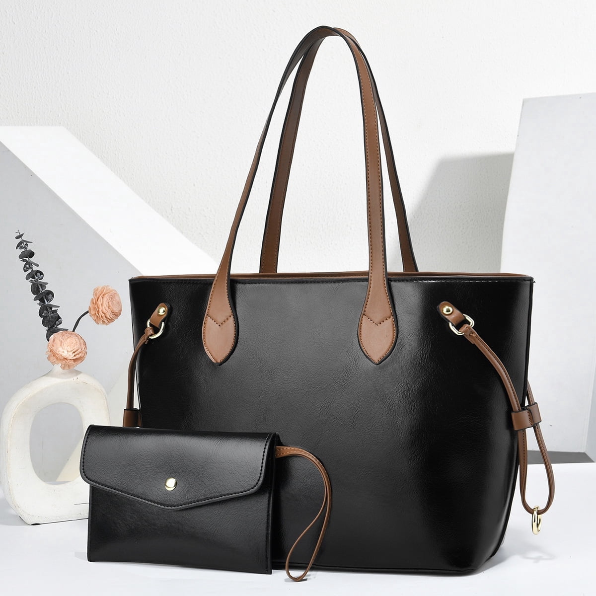 SENDEFN Tote Bags with Zipper Leather Purses and Handbags for Women ...