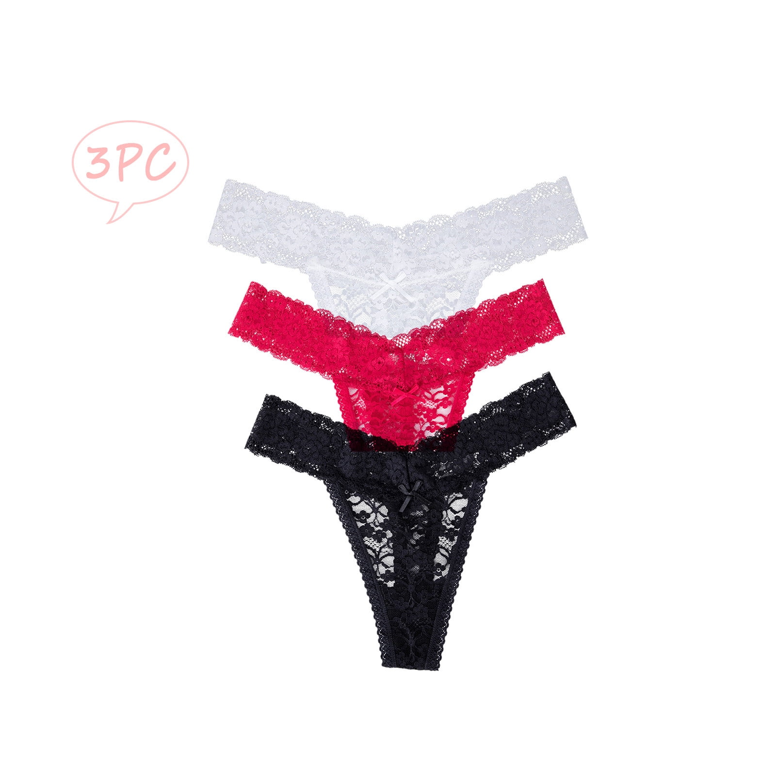 Sendkeel 3 Pack Of Women Thongs And G String Sheer Sexy Floral Lace Thong Panties Underwear 3