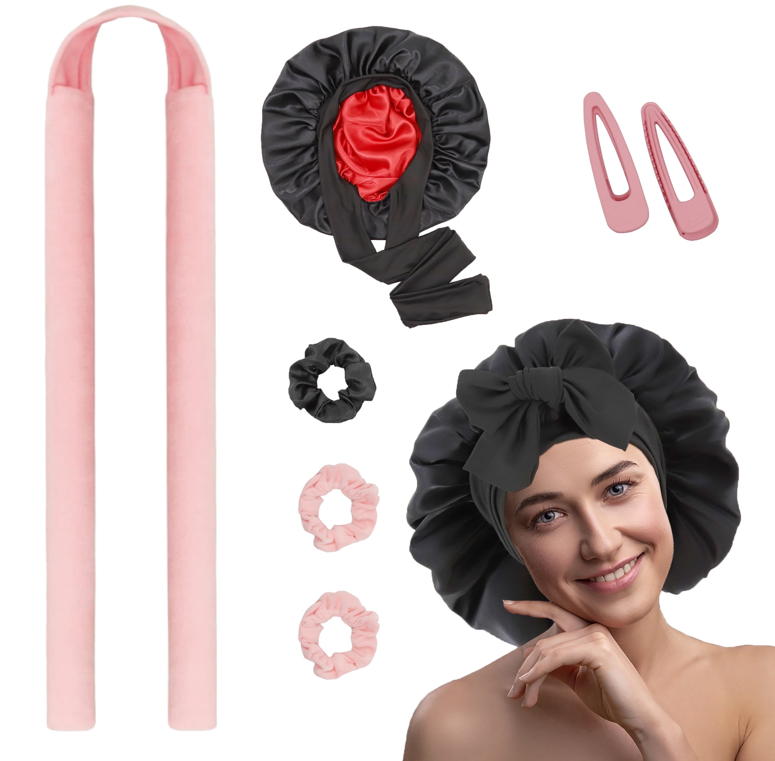 SENGTERM Heatless Hair Curler with Satin Bonnet,Blowout Heatless Curls ...