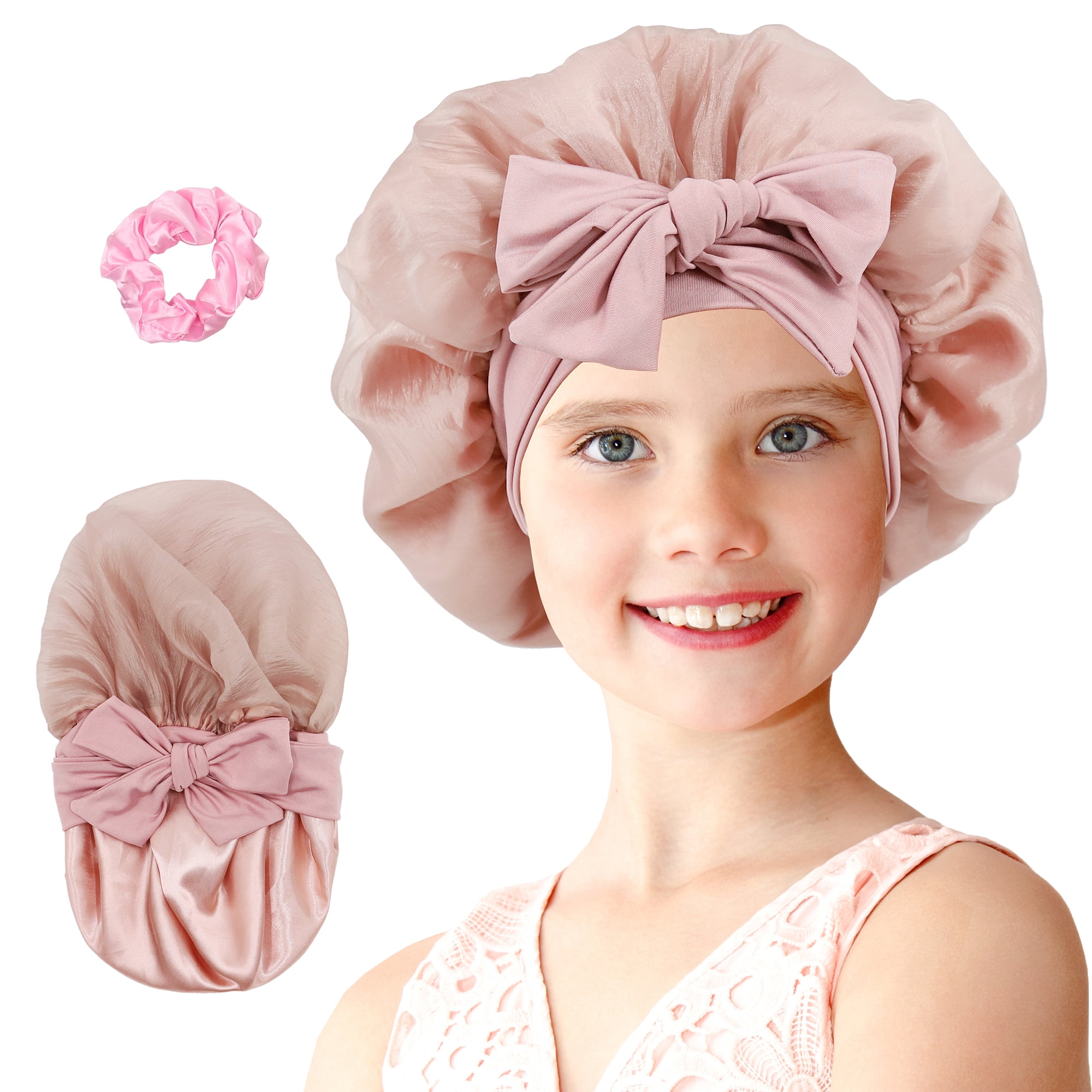 SENGTERM Kids Bonnet for Girls Satin Lined Hair Bonnets Double Layer ...