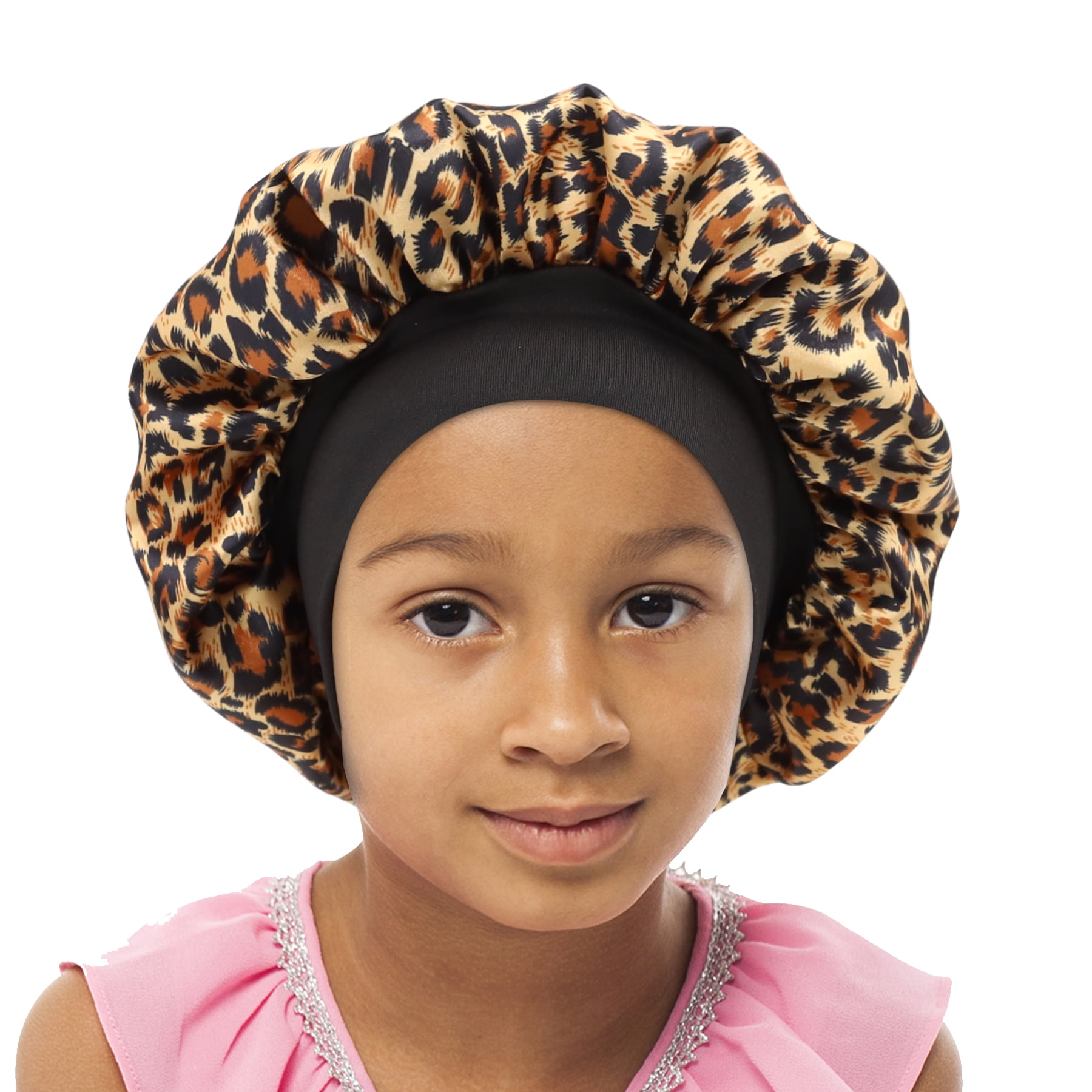SENGTERM Kids Satin Bonnet Double Layer Wide Elastic Band Sleep Cap ...