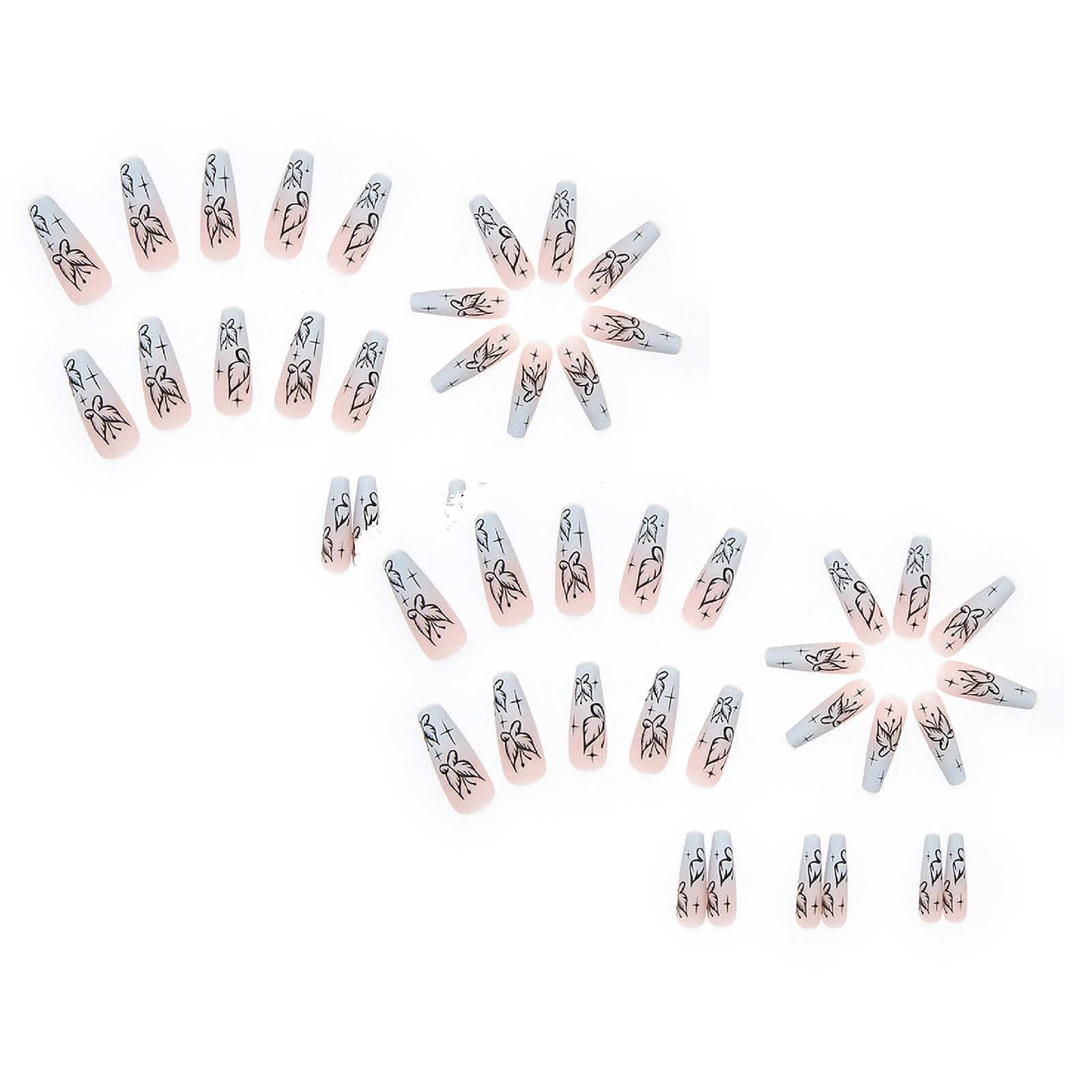 SENGTONG Butterfly Full Coverage Nails Ladies And Girls 24 Pieces ...