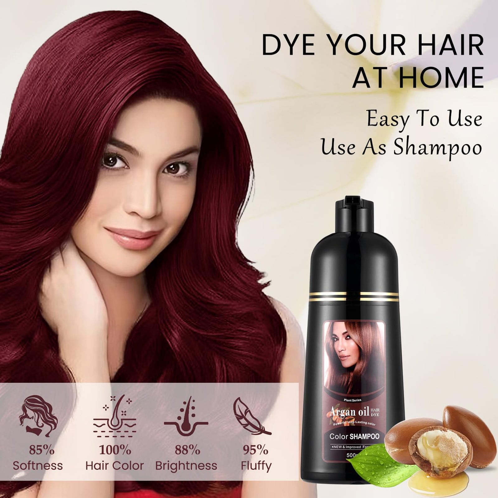 SENGTONG Natural 3 In One Hair Color & Care Shampoo Oil Brown Quick ...