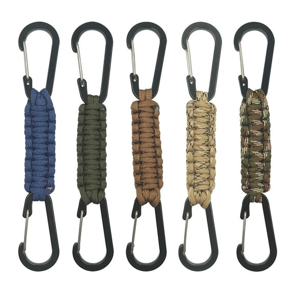 SENHAI 5 Pcs Braided Paracord Carabiner Keychains, Double Head ...