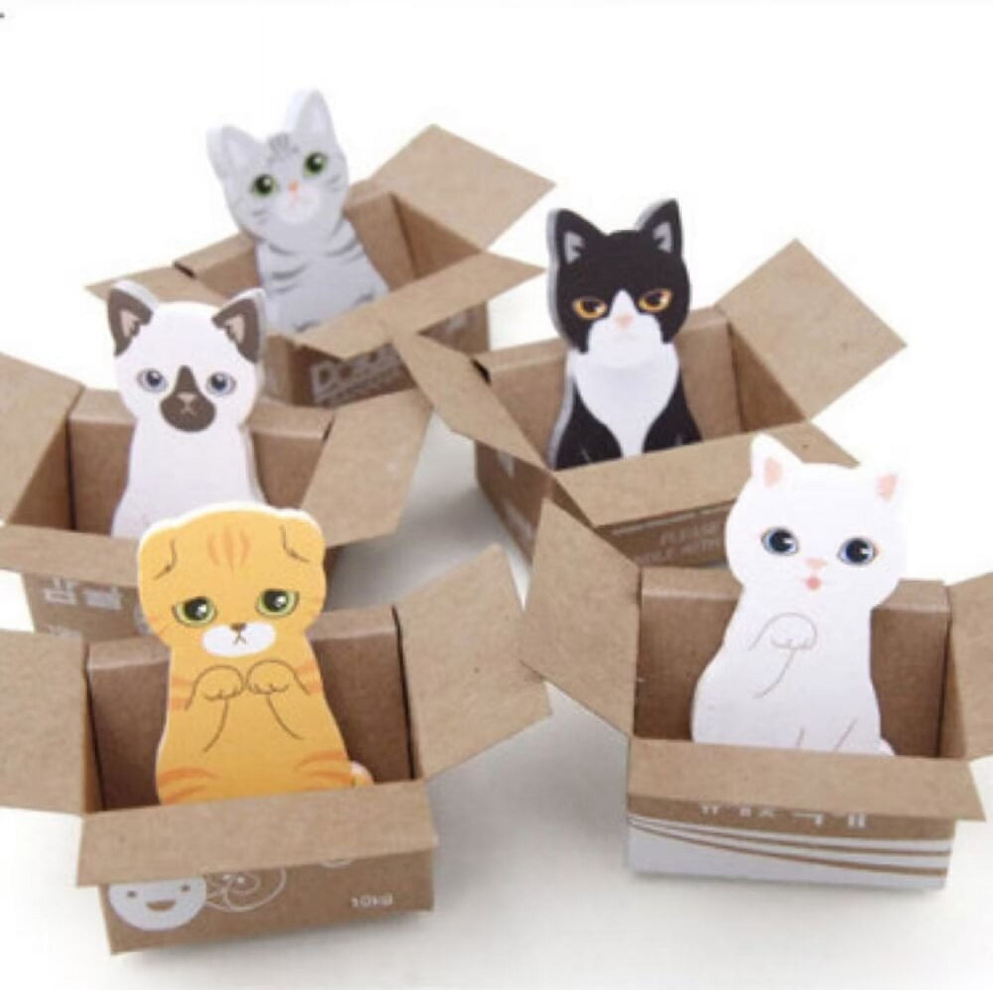 SENIUIS Cute Cartoon Cat Sticky Notes, Kawaii Cat Memo Notes Pad, Desk ...