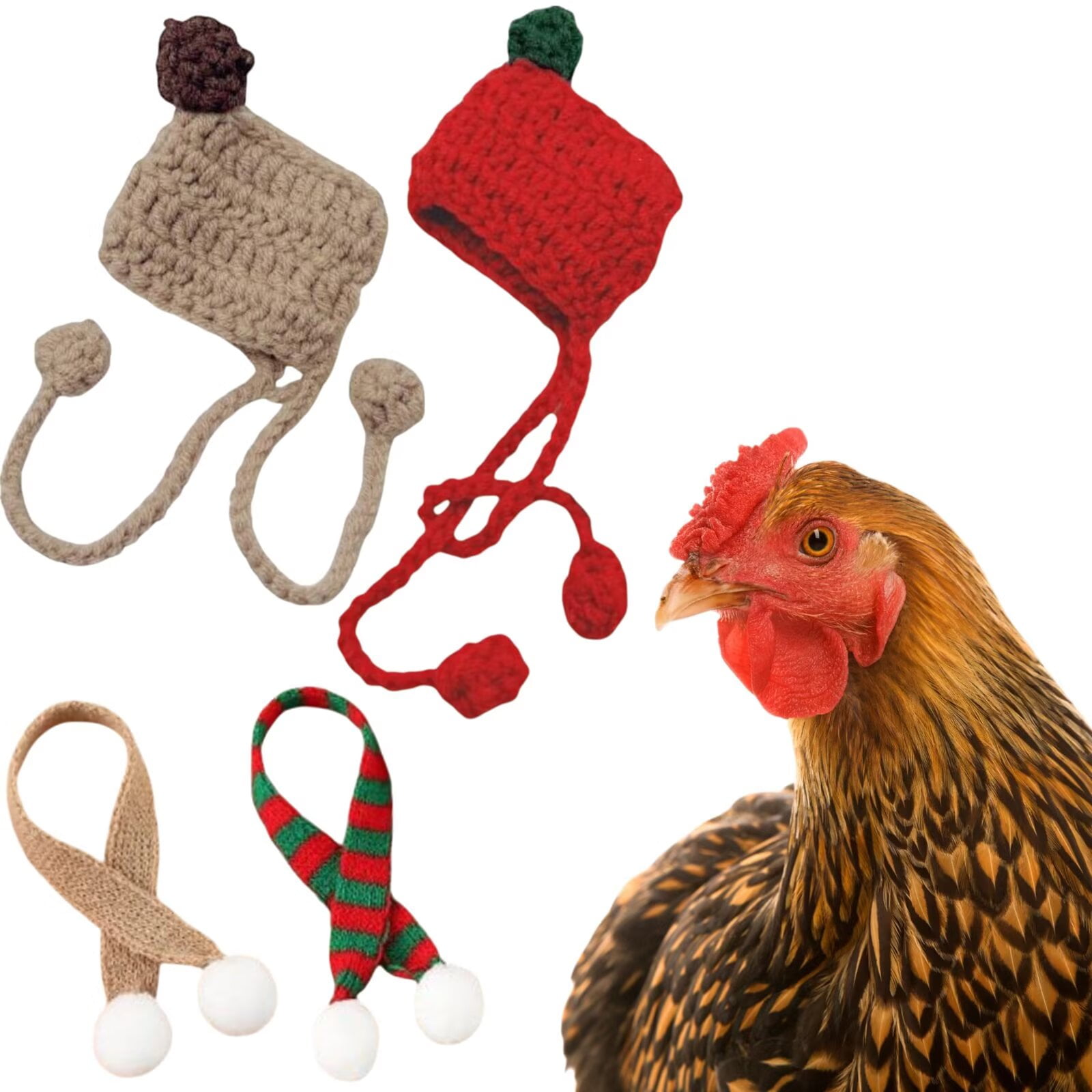 SENIURIS Chickens Hats for Clothes and Scarf Set with Scarves, Pets ...