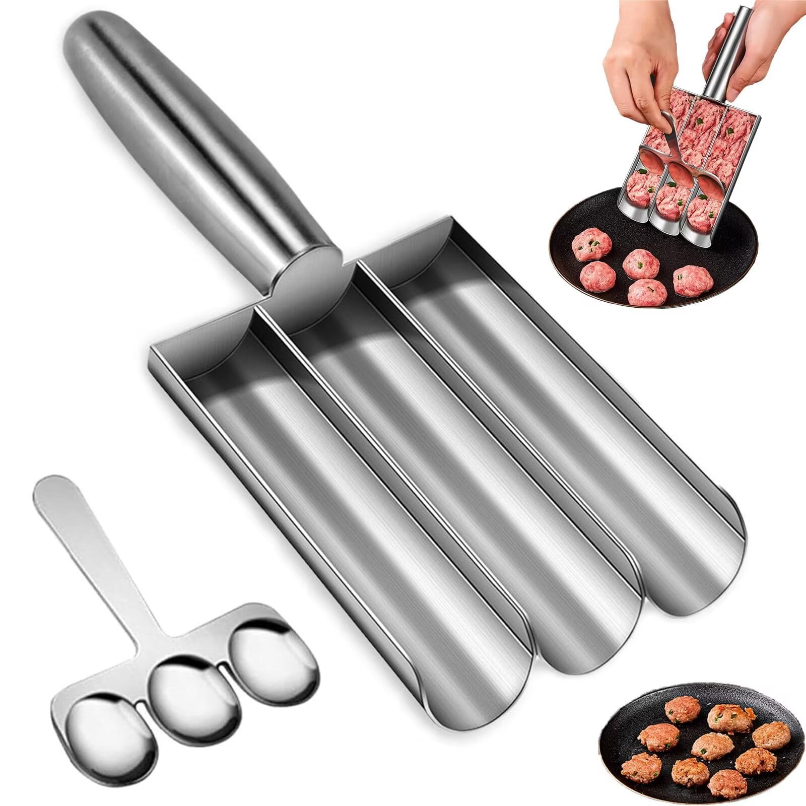 SENIURIS Creative Kitchen Triple Meatball Maker, Triple Scoop Ball ...