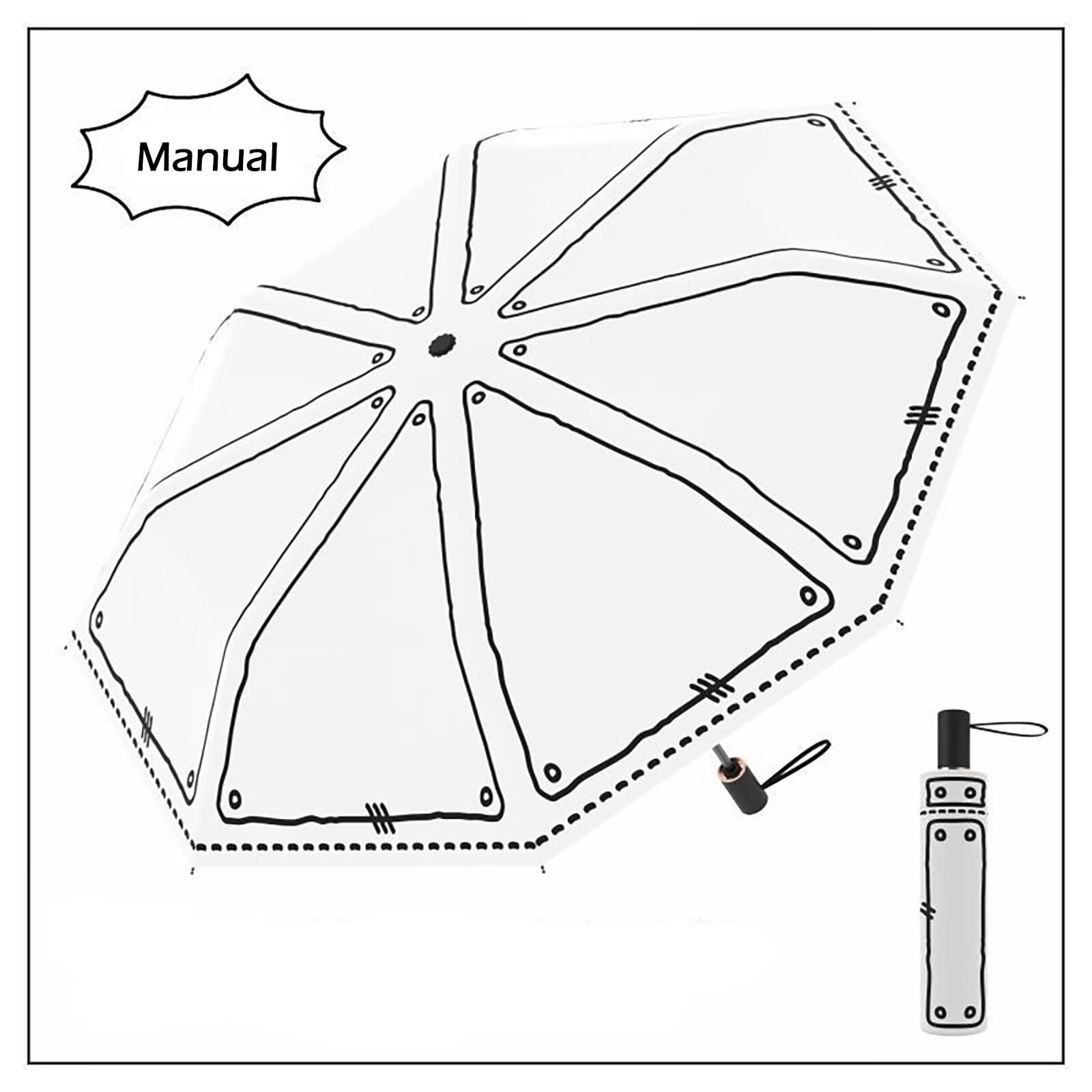 SENIURIS Cute Cartoon 2D Comic Umbrella, UV Protection Jump from Paper ...