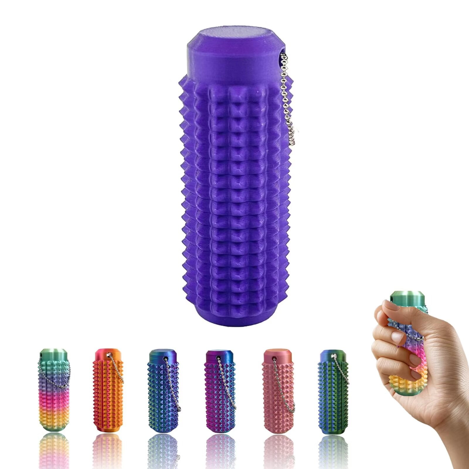 SENIURIS Hard Spiky Grippe Stim Sensory Keychain, Portable Vibrant ...