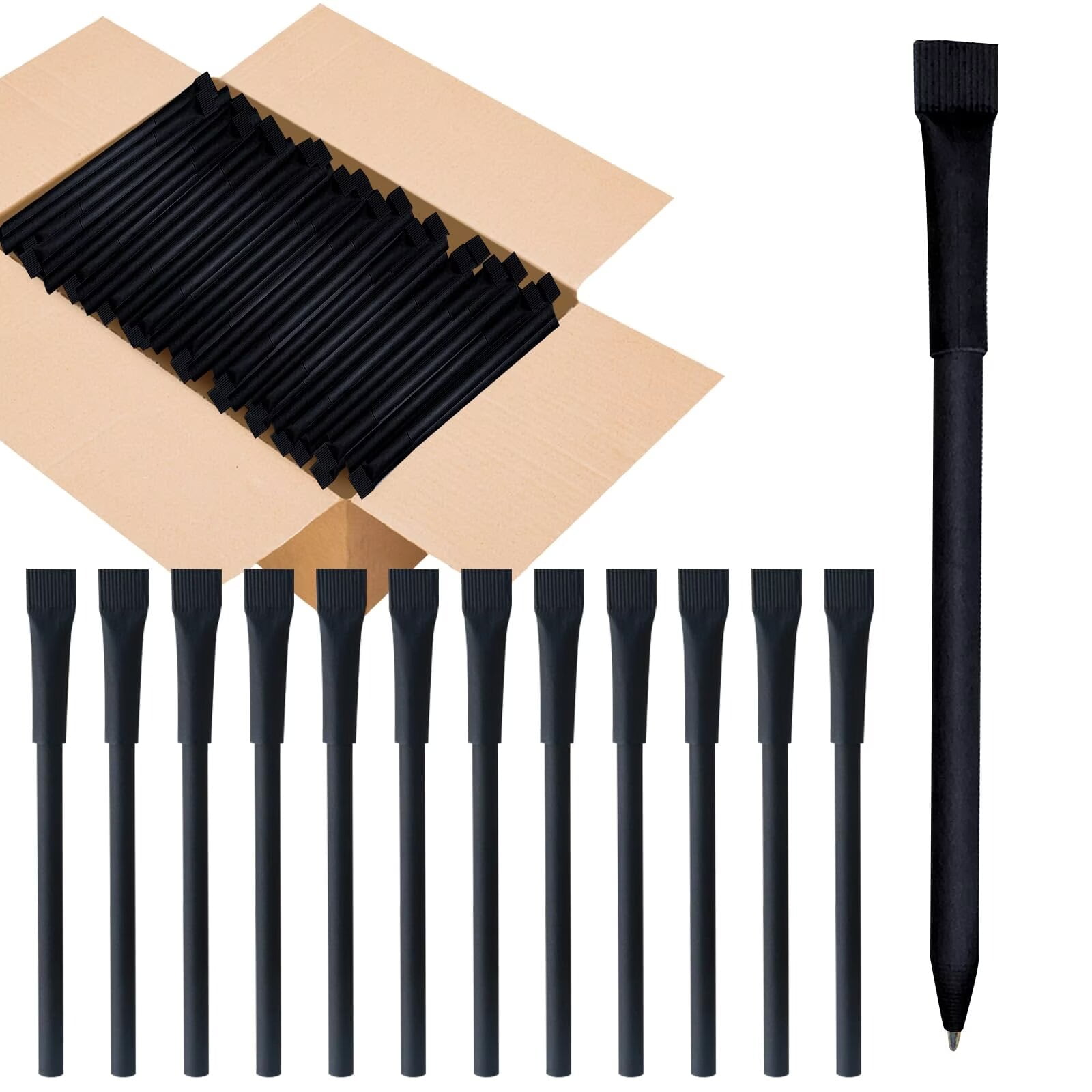 SENIURIS Kraft Paper Pens Writing Eco-Friendly Cardboard Pens. (Black ...