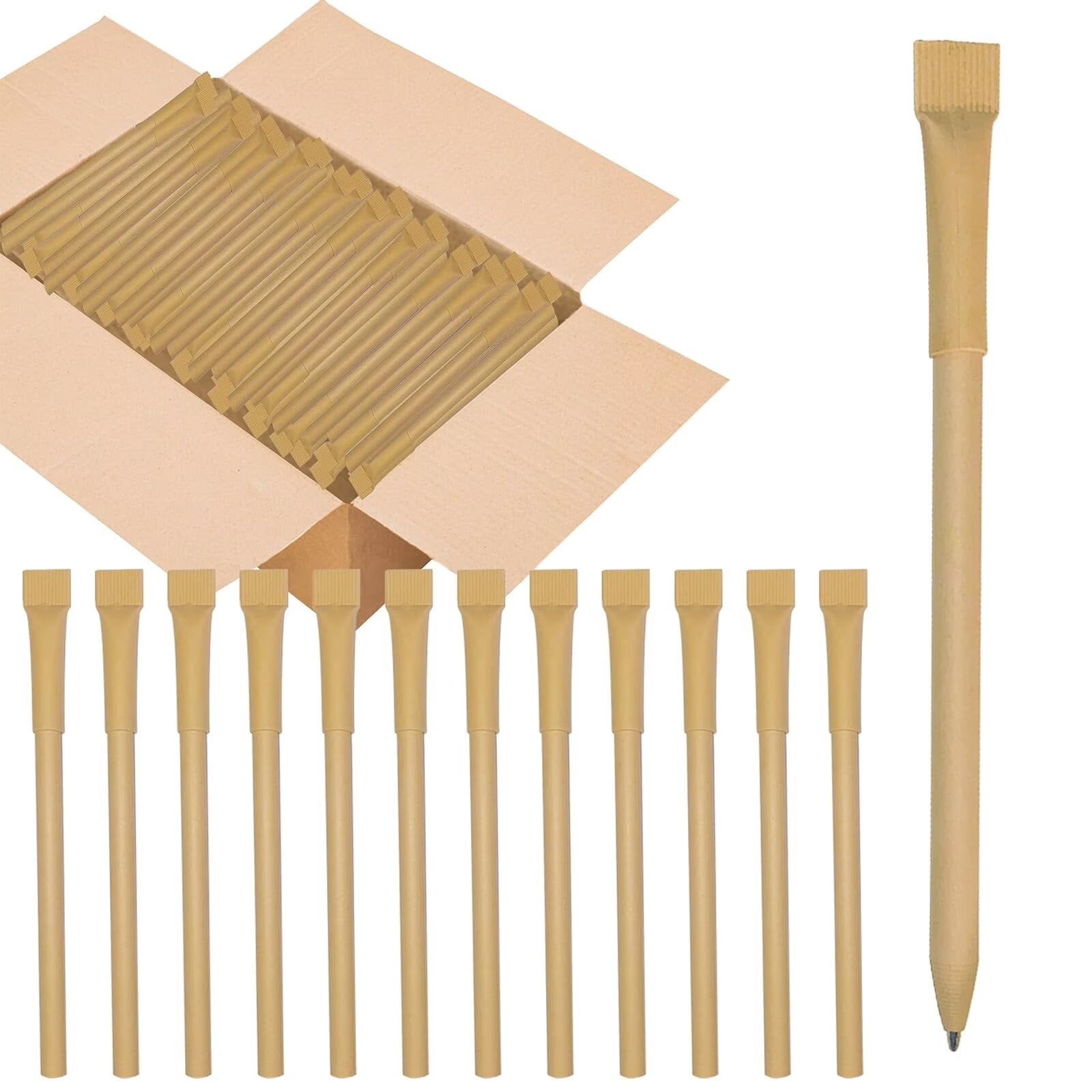 SENIURIS Kraft Paper Pens Writing Eco-Friendly Cardboard Pens. (Khaki ...