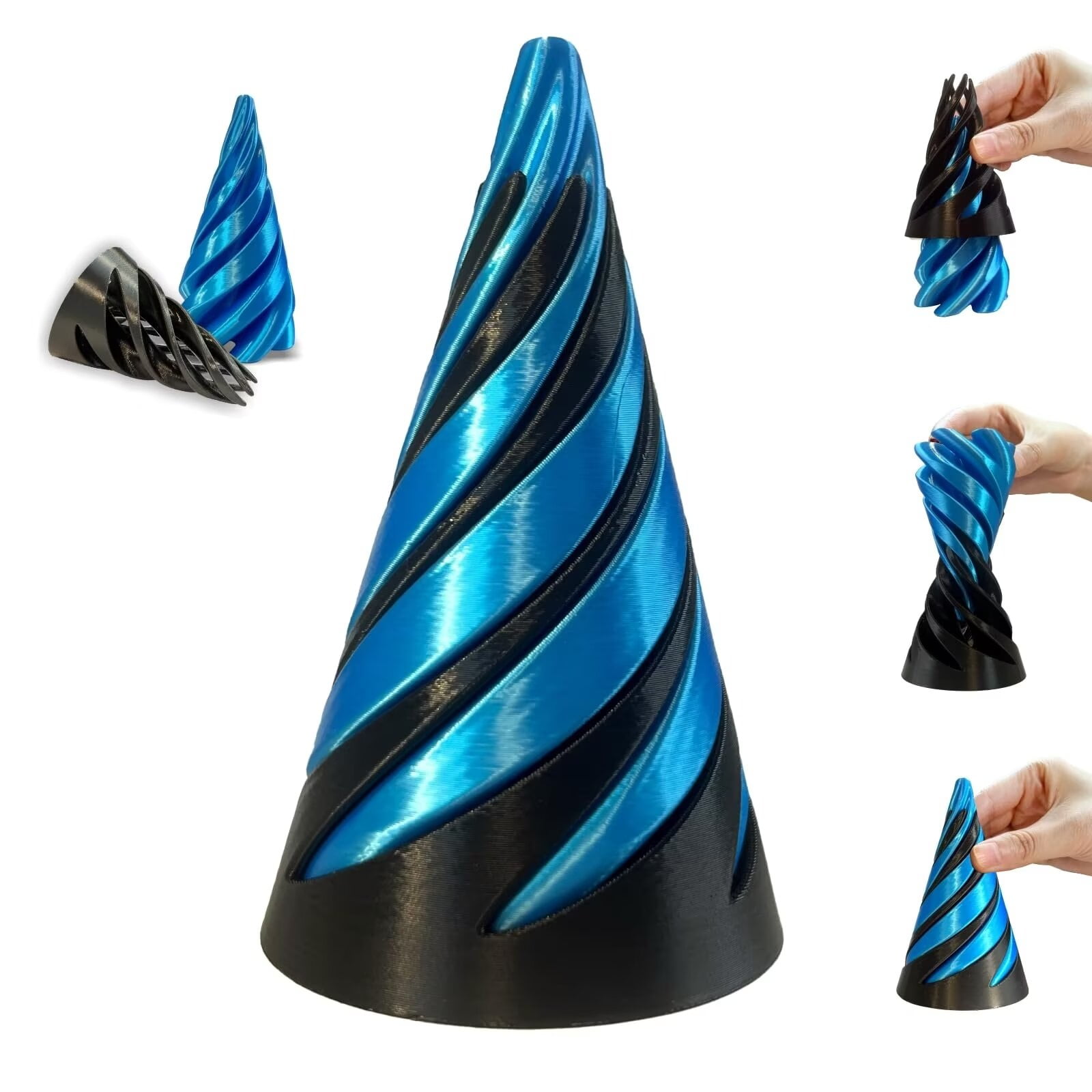 SENIURIS Pass Through Pyramid, Impossible Cone 3D Printed Spiral Fidget ...