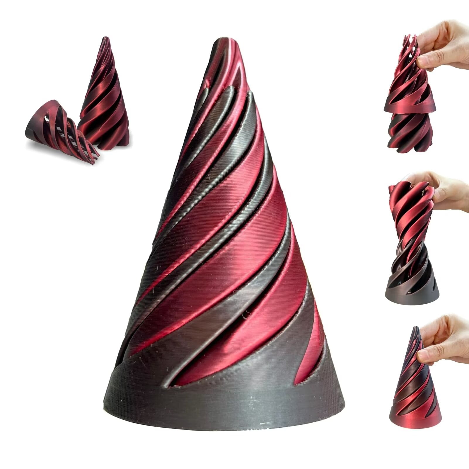SENIURIS Pass Through Pyramid, Impossible Cone 3D Printed Spiral Fidget ...