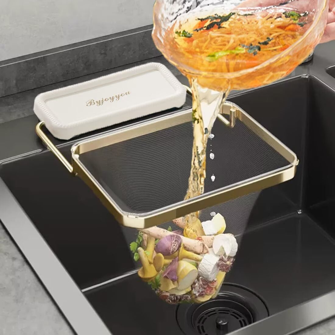 SENIURIS Sink Drain Rack with Strainer, Foldable Food Catcher for ...