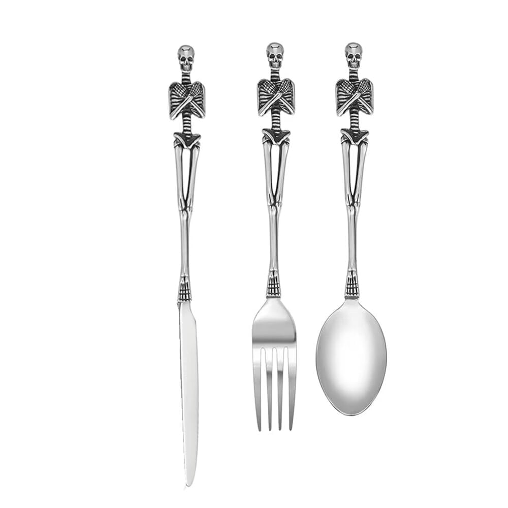 SENIURIS Skeleton Silverware Set, Personality Skull Stainless Steel ...
