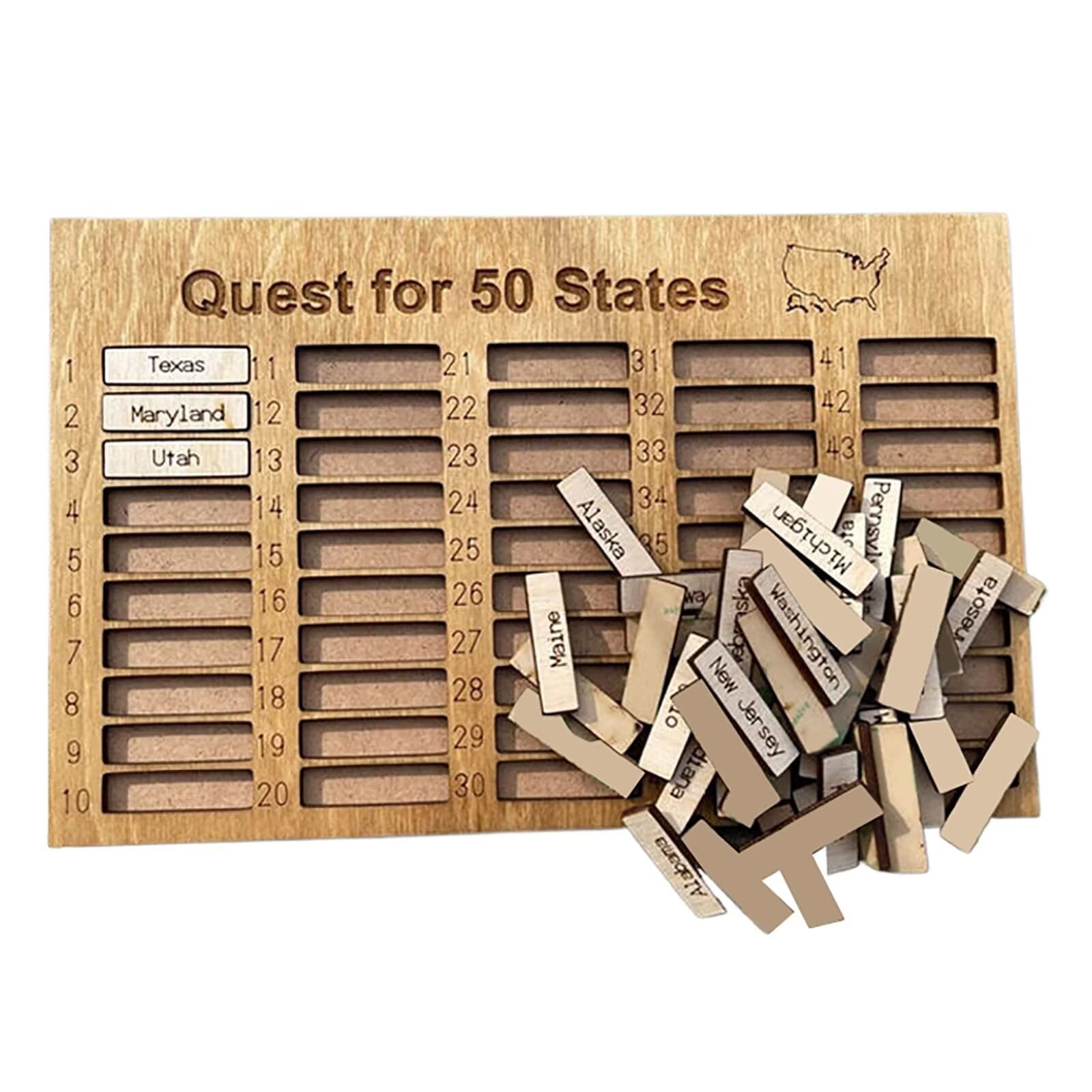 SENIURIS US 50 States Travel Complete List Wooden Ornament, Visit 50 ...
