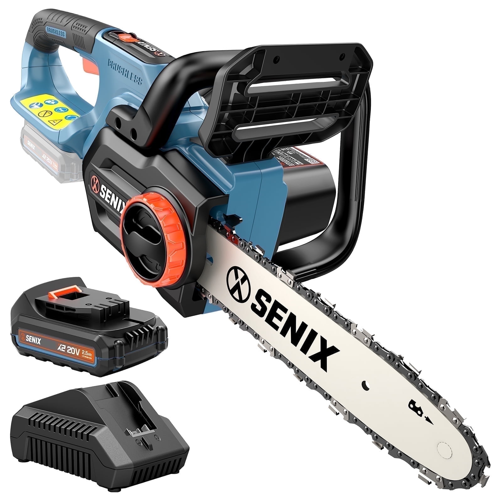 SENIX 20V 10-inch Brushless Cordless Chainsaw with Automatic Oiler ...