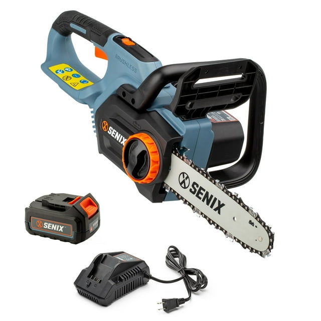 SENIX 20 Volt Max* 10-Inch Cordless Brushless Chainsaw (Battery and ...