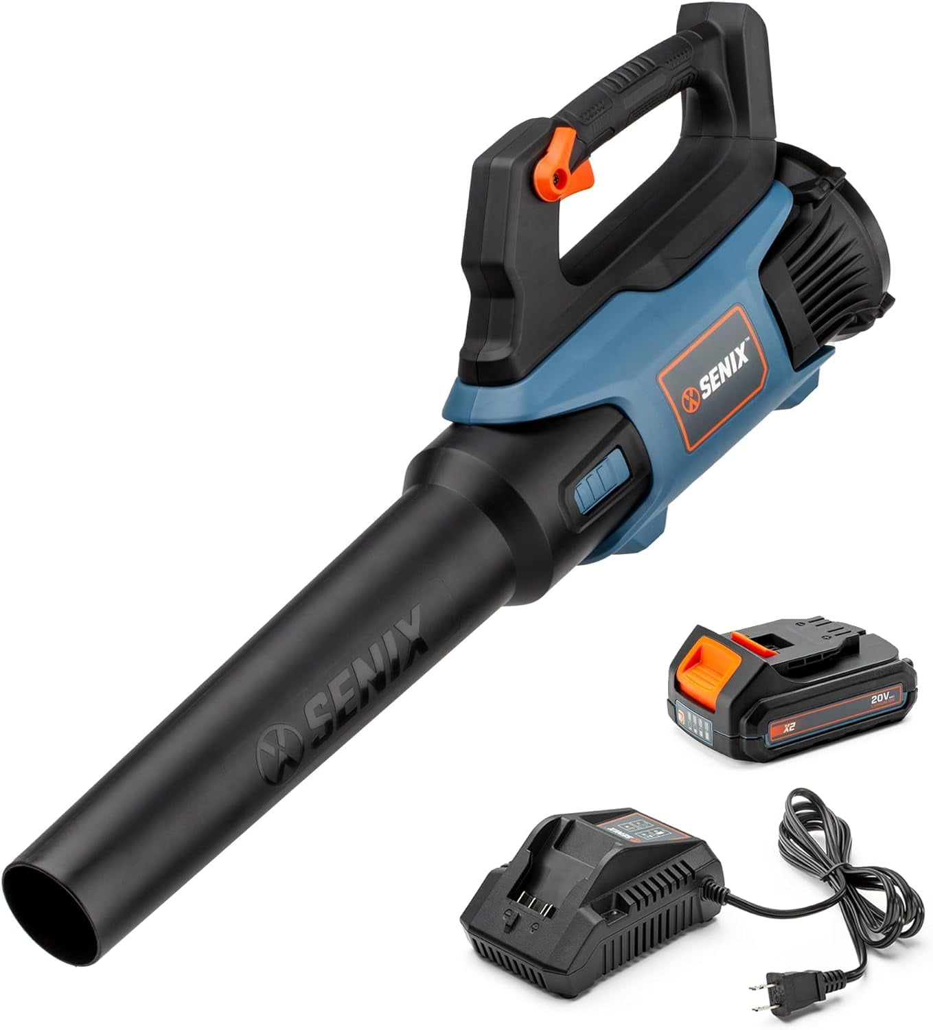 SENIX 20 Volt Max* Cordless Brushless Leaf Blower, Variable Air Speeds ...