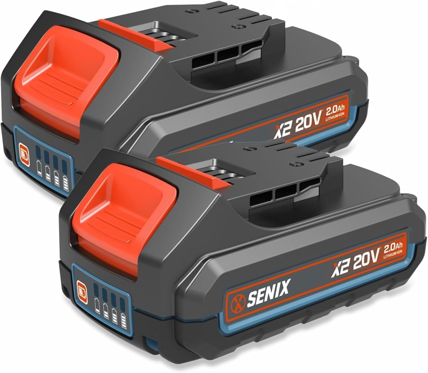 SENIX 20V 2-Pack 2Ah Batteries Lithium-ion Battery X2 Lawn and Garden ...