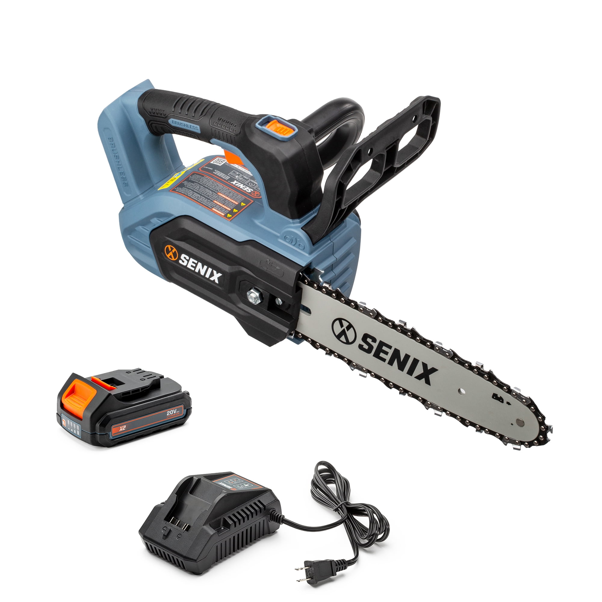 SENIX 20V Cordless Chainsaw, 10-in Brushless, Lightweight with Battery ...