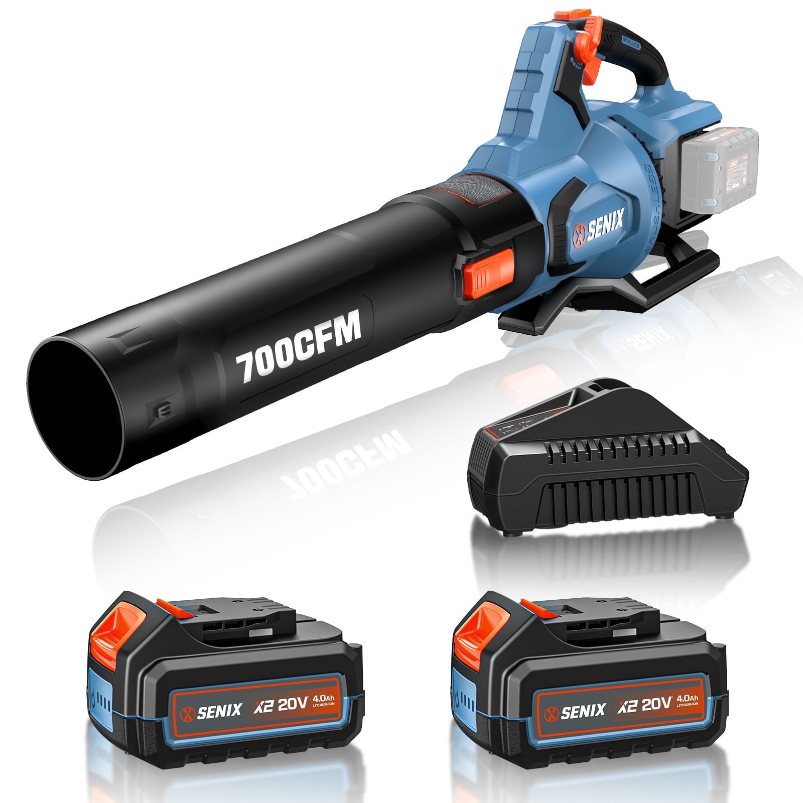 SENIX 40 Volt Max* Cordless Brushless Leaf Blower 700 CFM/145 MPH with ...