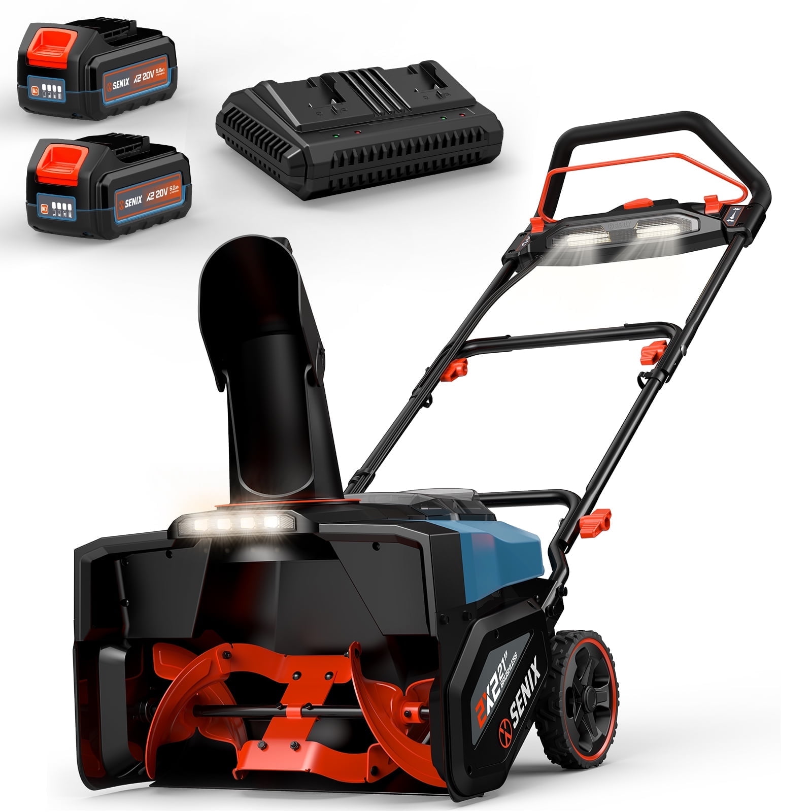 SENIX 40V 21 Inch Brushless Snow Thrower Cordless Snow Blower ...