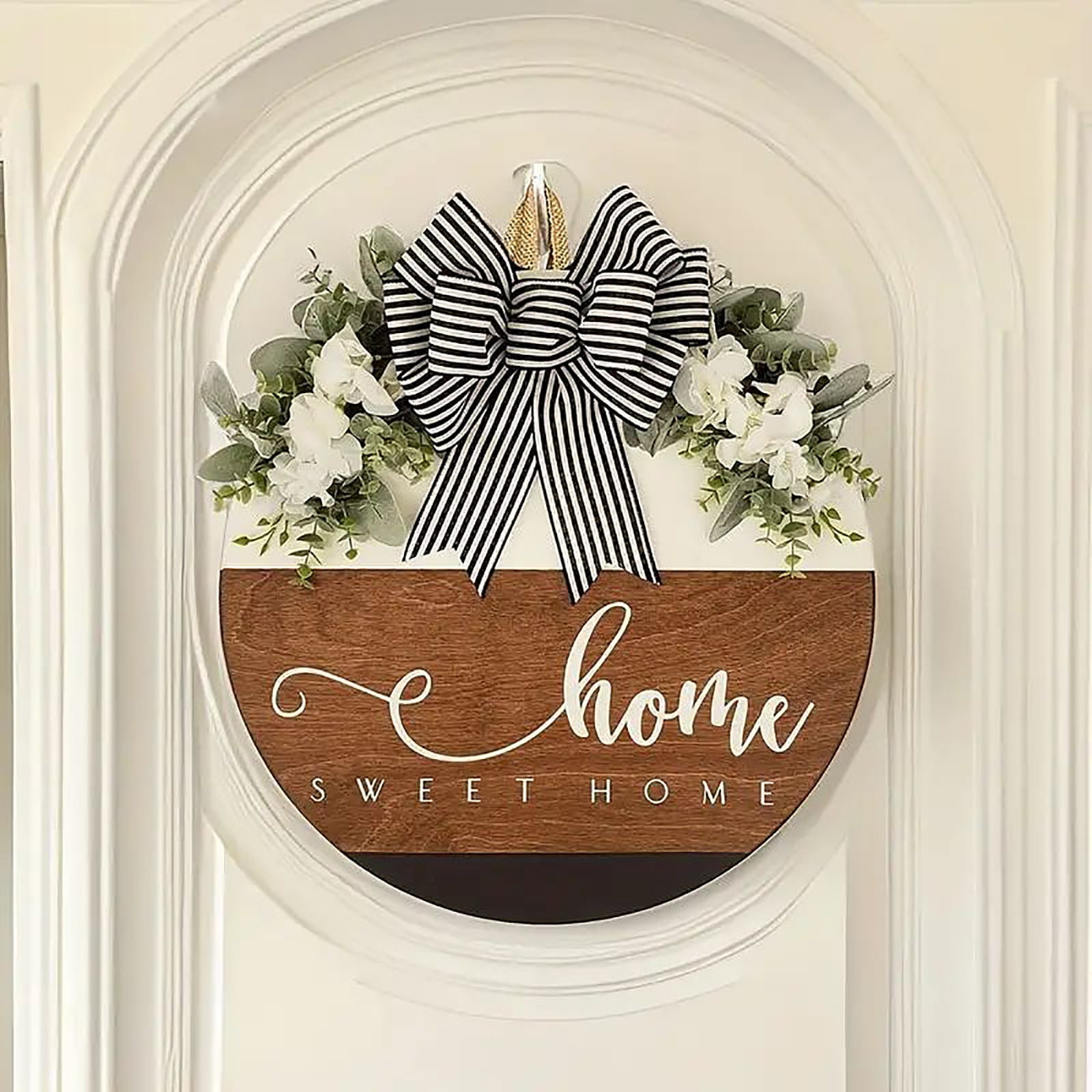 SENJIAQ Welcome Sign for Front Door Round Wood Sign Hanging for ...