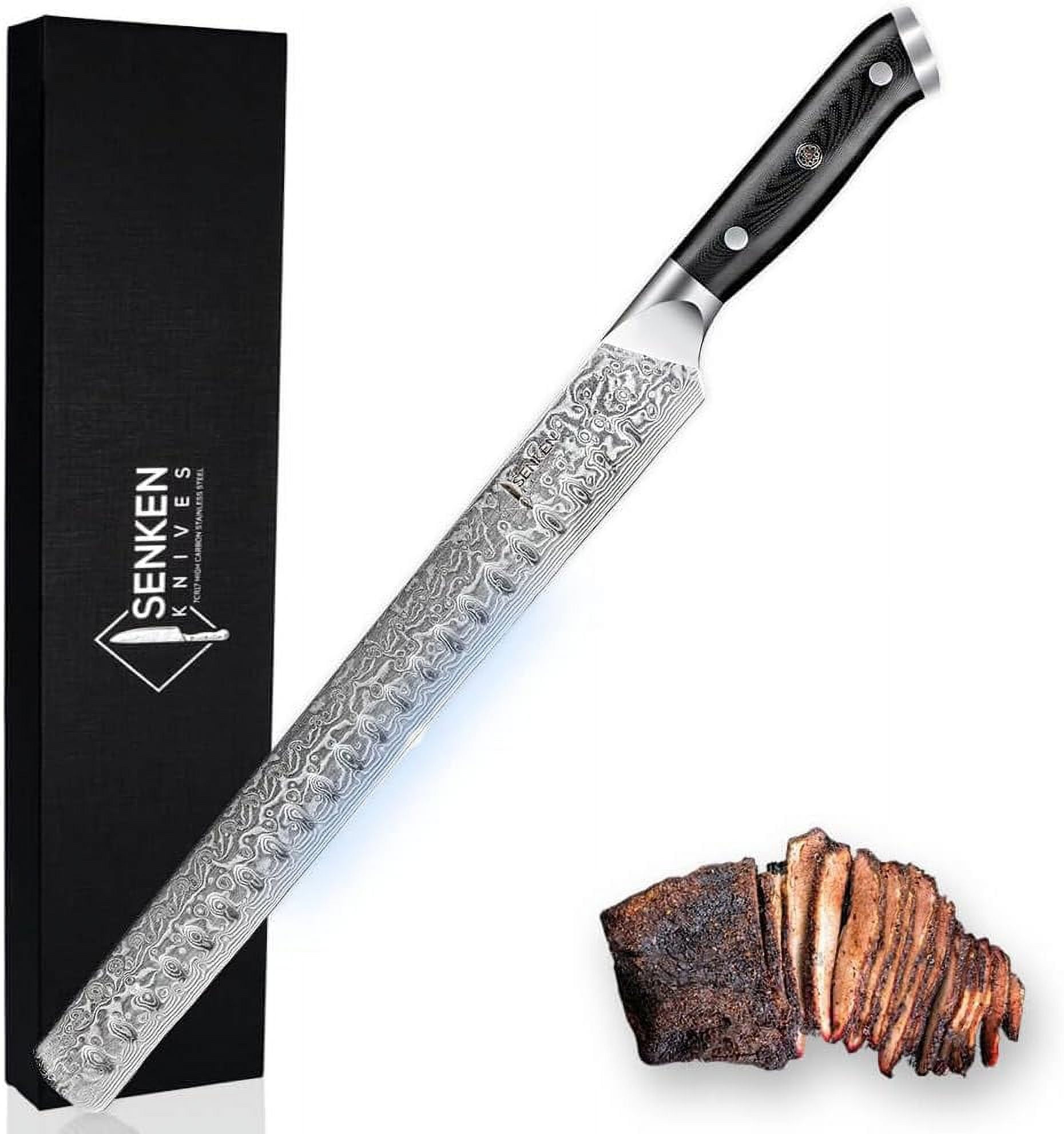 SENKEN 12" Damascus Steel Brisket Knife - Shogun Collection - 67-Layer ...