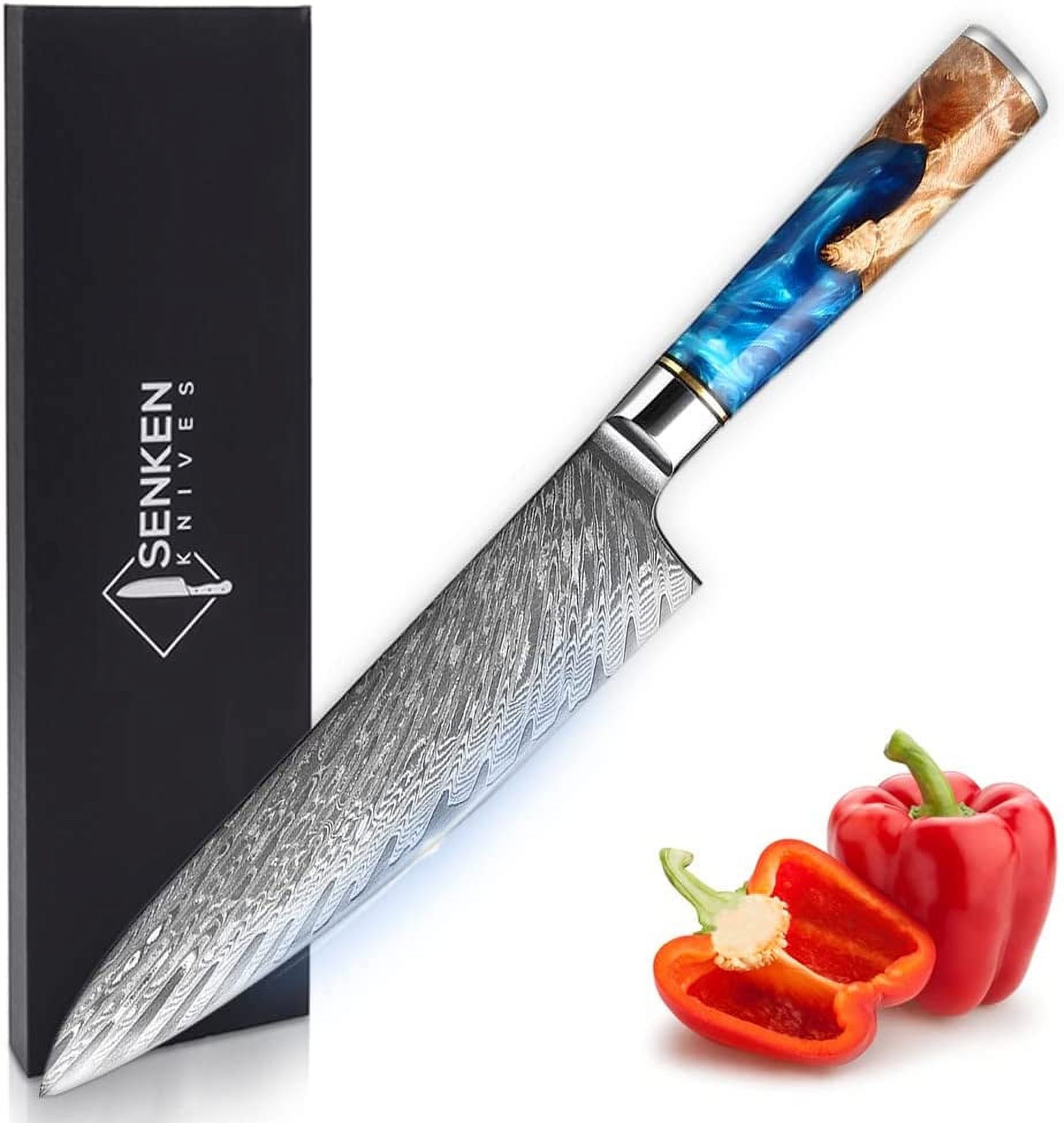 SENKEN Damascus Steel Chef's Knife - Tsunami Collection - 67-Layer ...