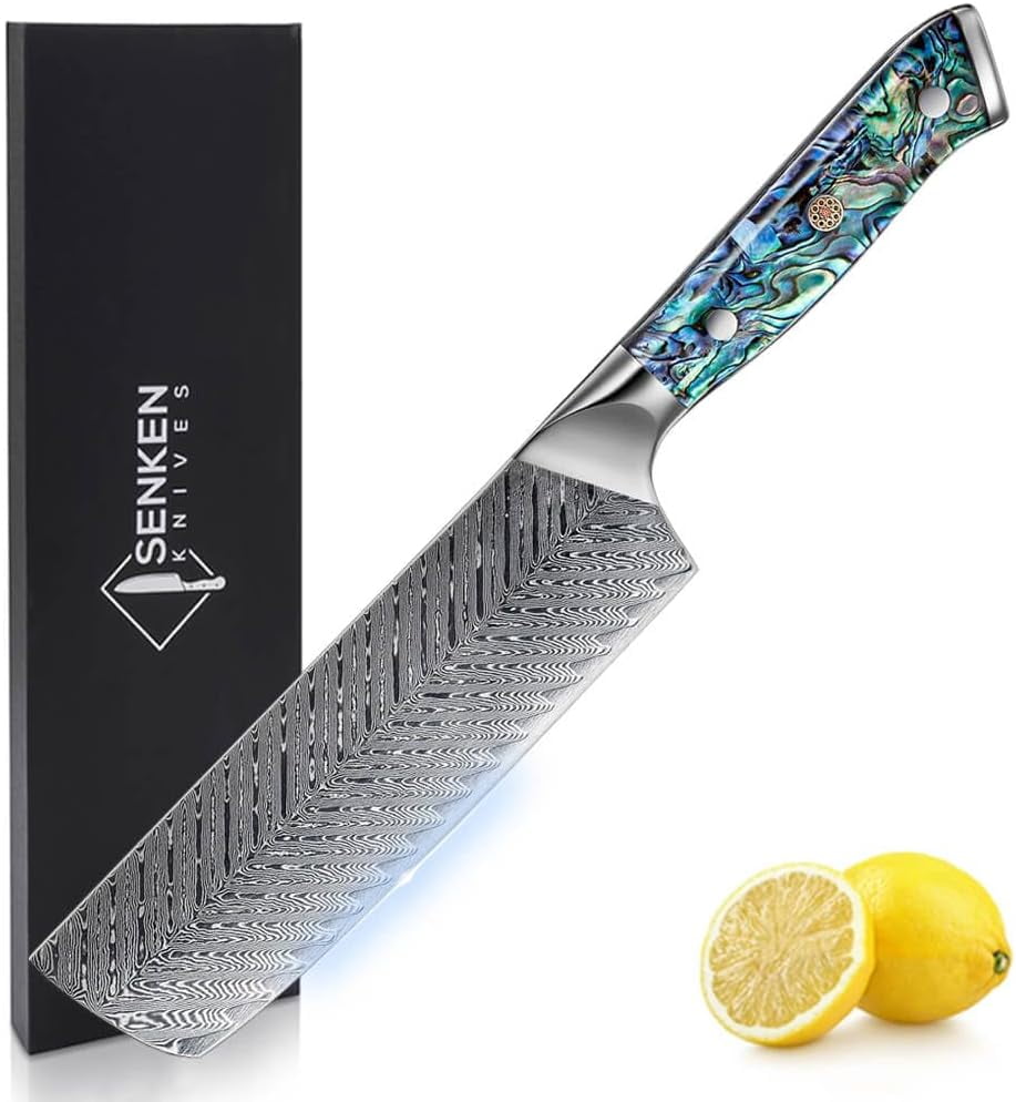 SENKEN Damascus Steel Cleaver Knife - Umi Collection - 67-Layer ...