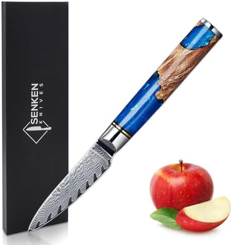 SENKEN Damascus Steel Paring Knife - Tsunami Collection - 67-Layer ...
