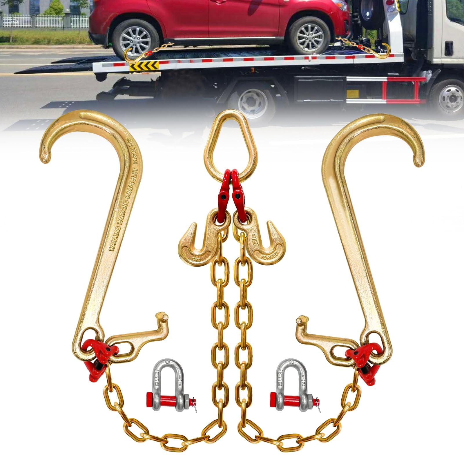 SENKEYFE G80 V Bridle Chain,5/16 in × 2 Ft Chains Bridle with 5400 Lbs ...