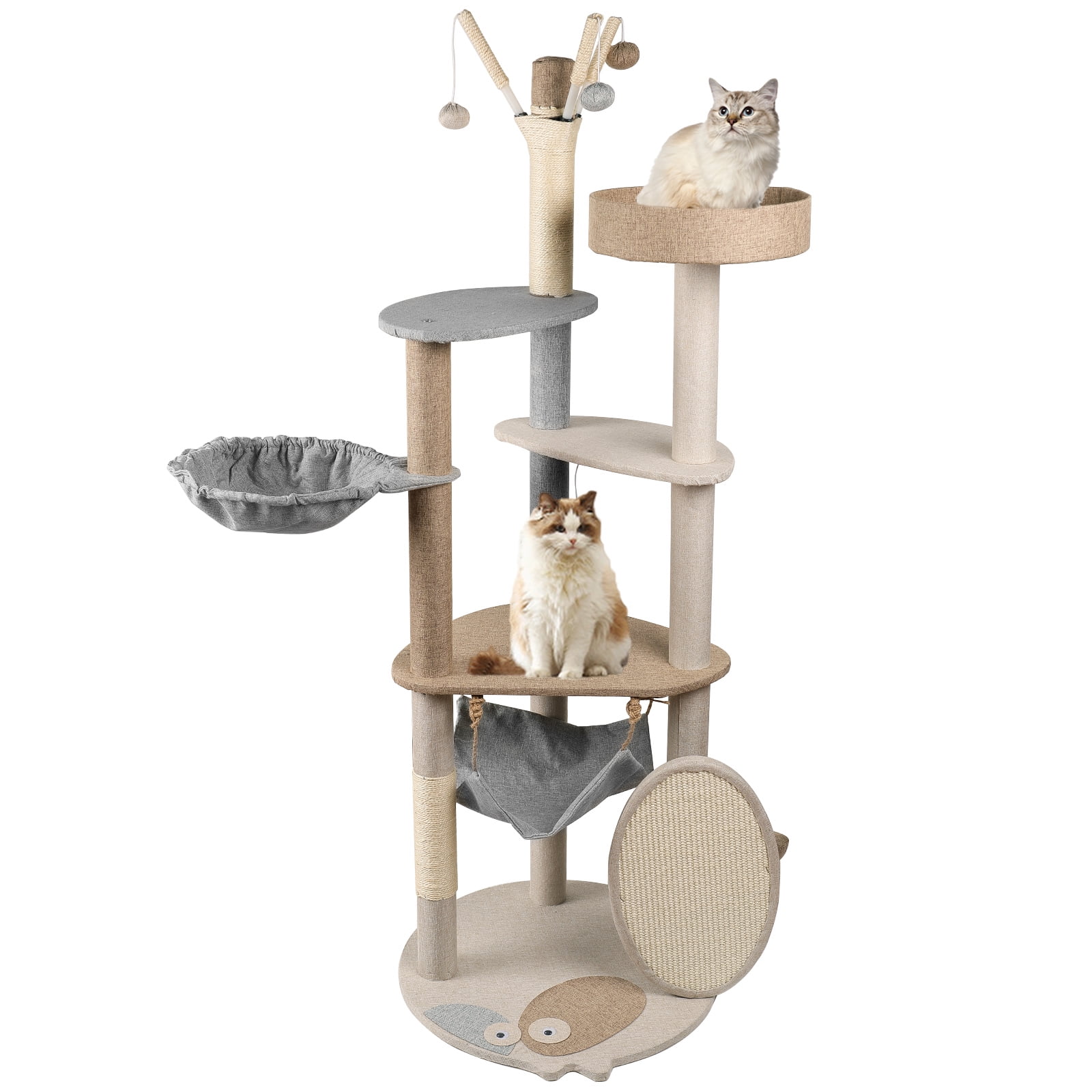 SENNAUX 56.3 inch Cat Tree Tower with Scratching Posts Large Cat Condo ...