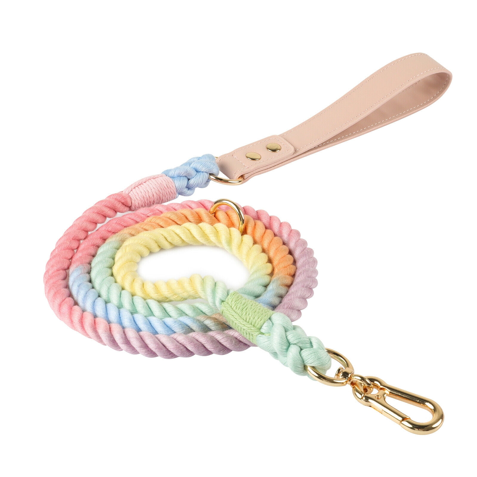 SENNAUX Dog Leash Braided Ombre Rope Training Lead with PU Leather ...