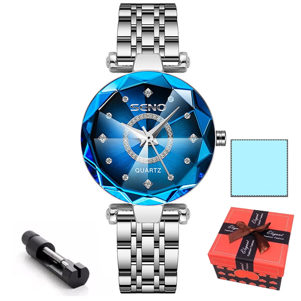SENO Watch for Women Diamond Business Dress Analog Quartz Stainless ...
