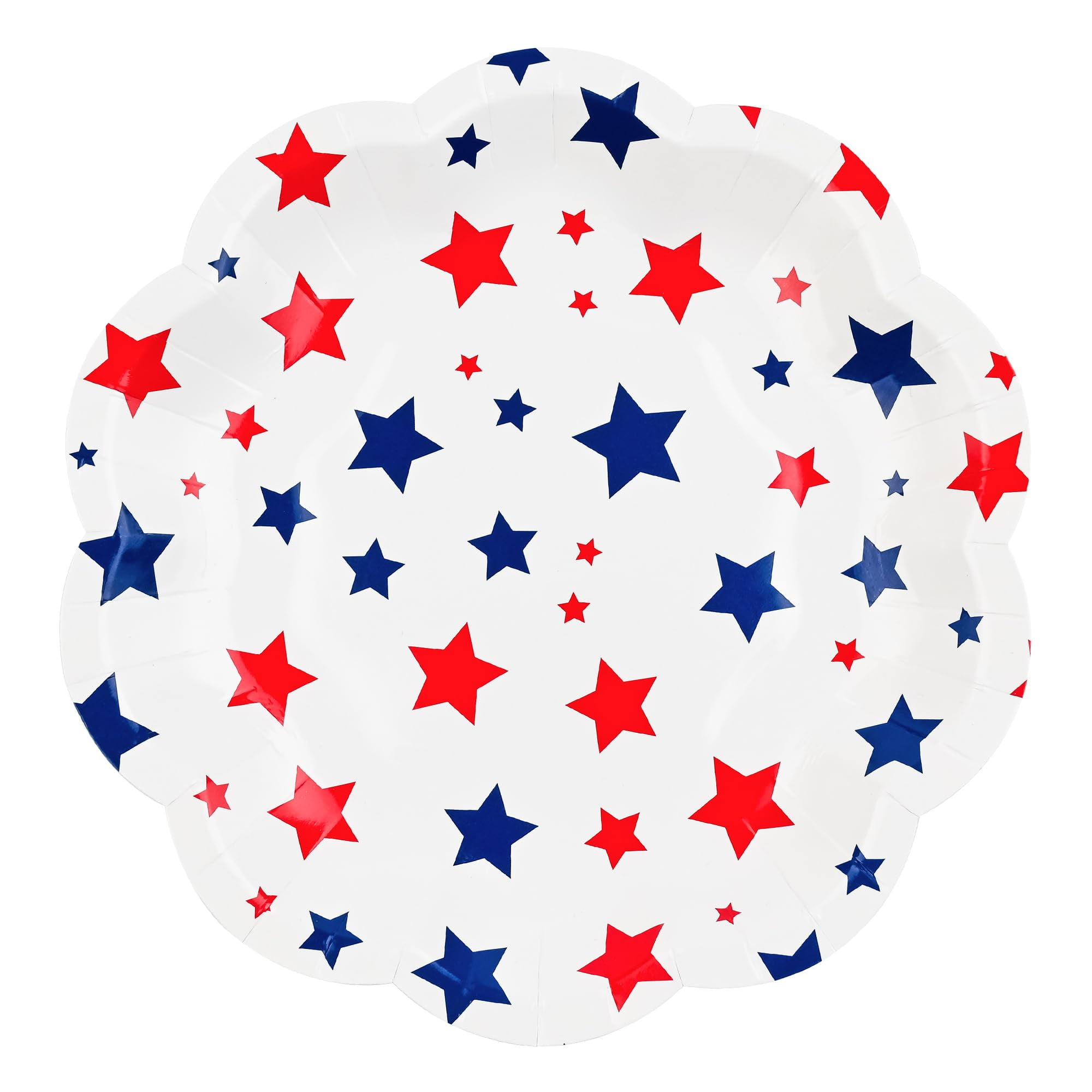 24Pcs Patriotic Star Paper Plates Red BSL1 Blue Stars Disposable Party ...