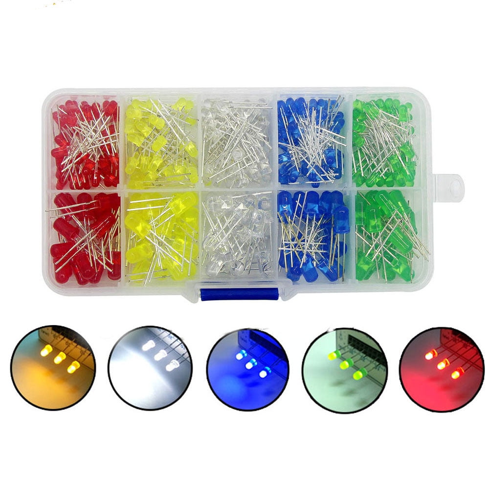 SENRISE 300PCS Light Emitting Diodes 5 Colors LED Light Luminous Diodes ...