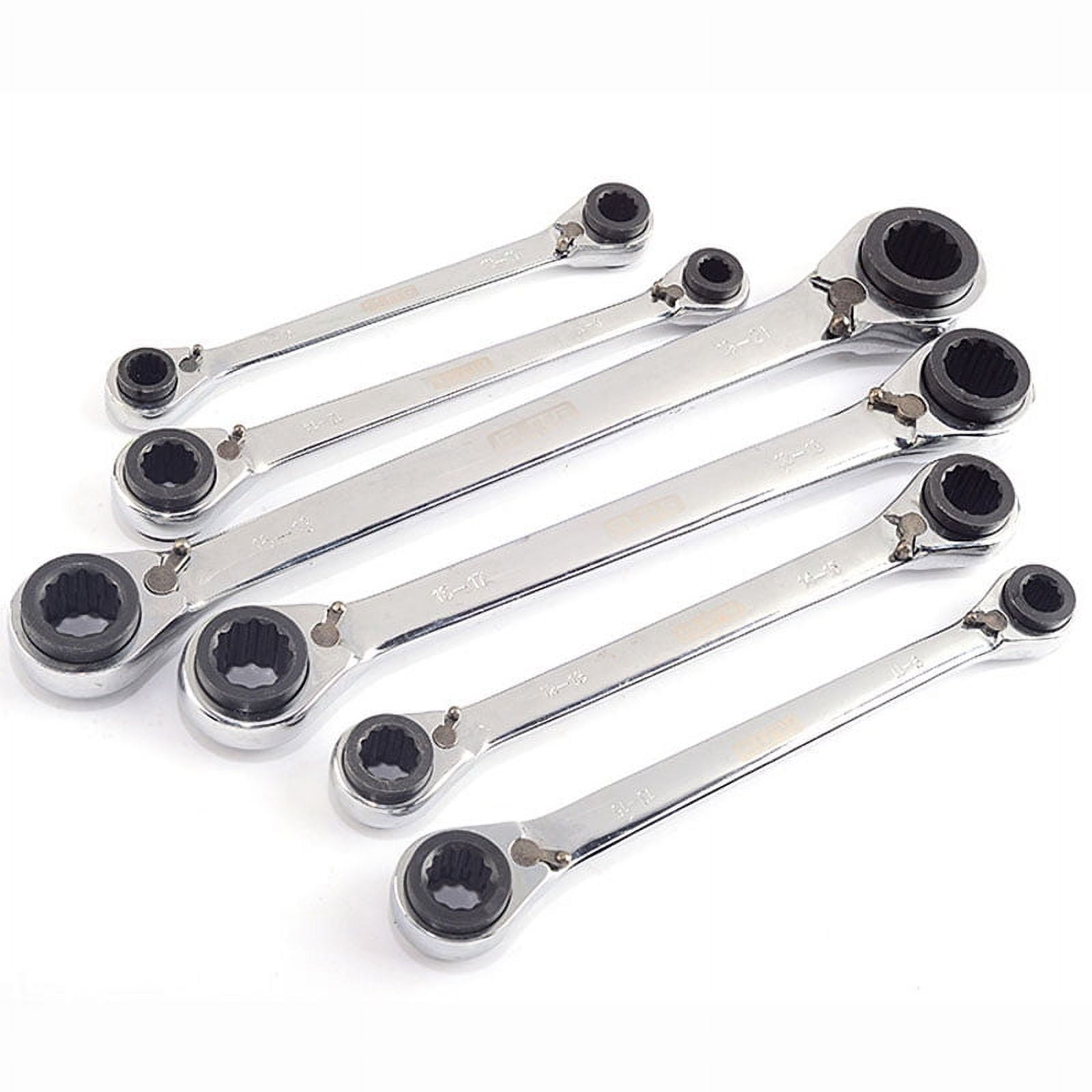 SENRISE 4 in 1 Ratchet Spanners Double Headed Ratchet Wrench Size 4mm ...