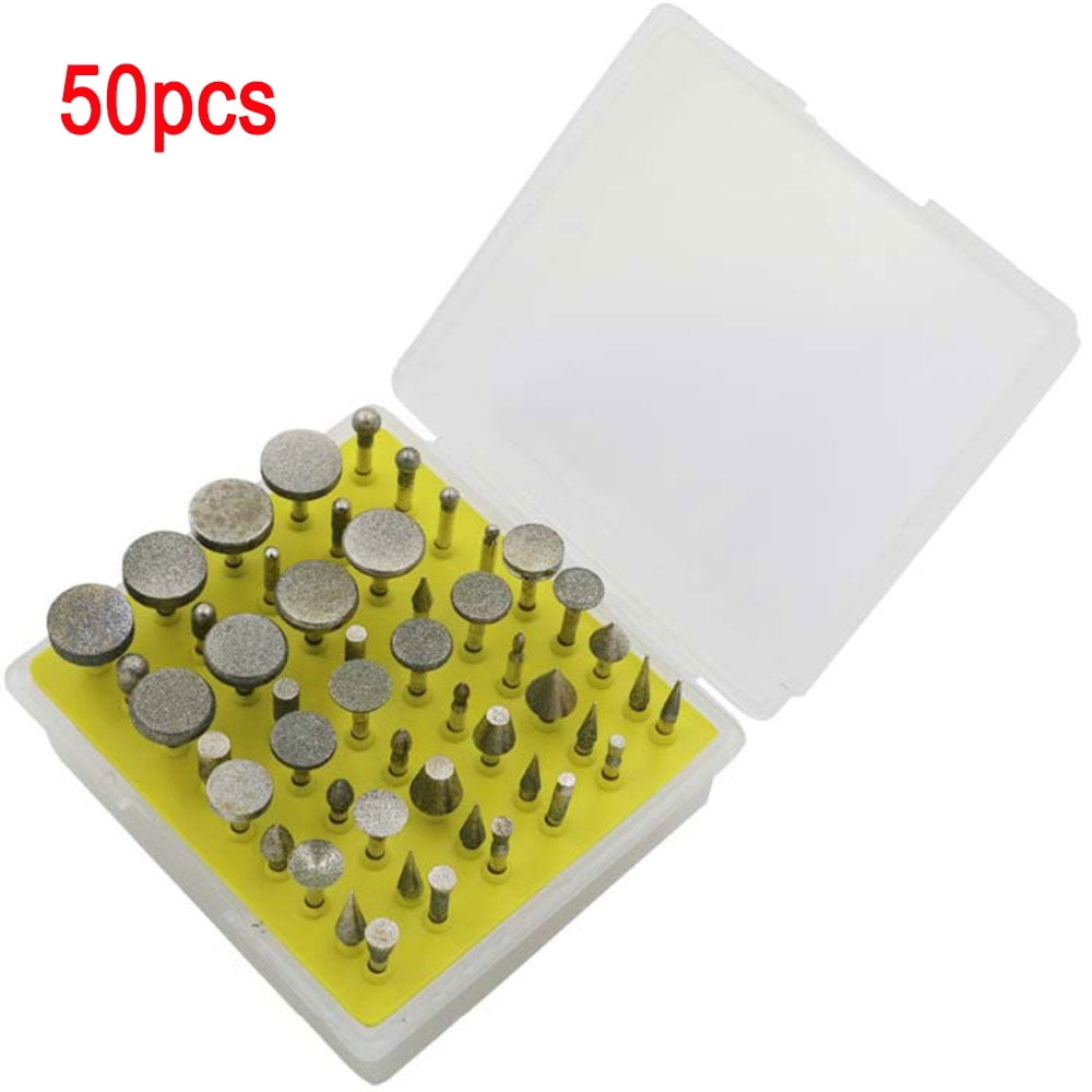 SENRISE 50 Assorted Heads Diamond Coated Rotary Tool Burrs Bit Set 120 ...