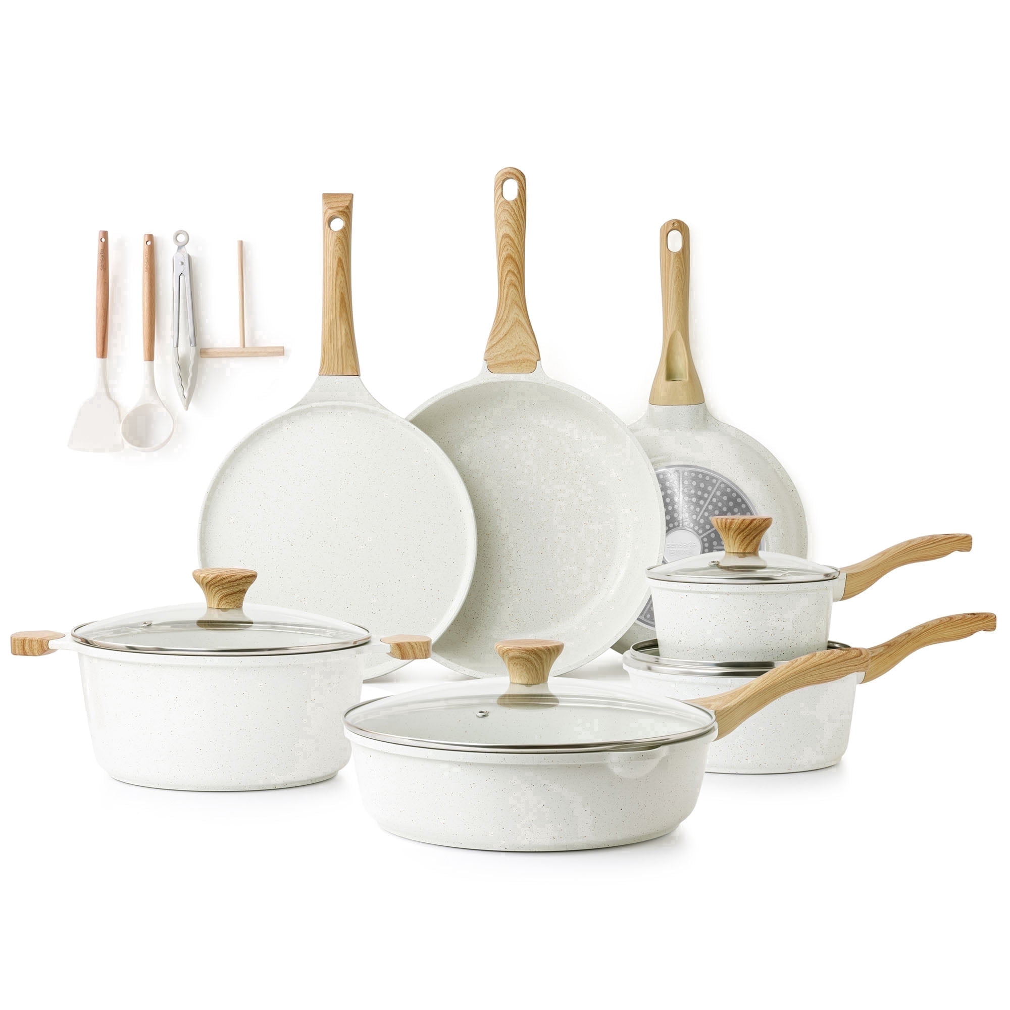 Sensarte Ceramic Nonstick Cookware Set, Healthy 23Pcs Induction Pots ...