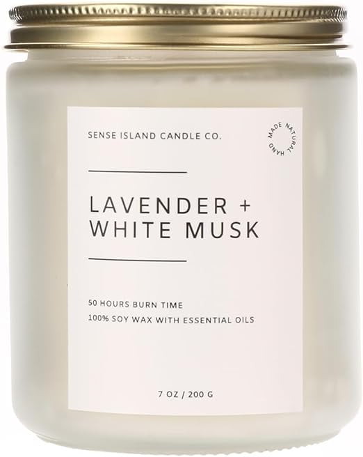 SENSE ISLAND Lavender White Musk Scented Candle for Men&Women | Natural ...