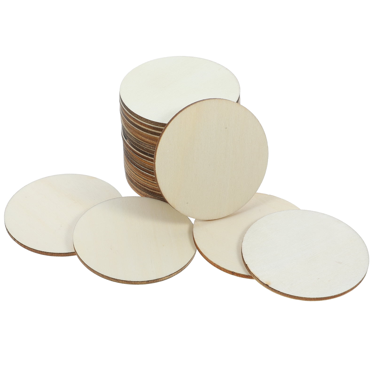 SENSETH 50pcs DIY Wood Slices Round Ornament Wood Wafer for Home Decor ...